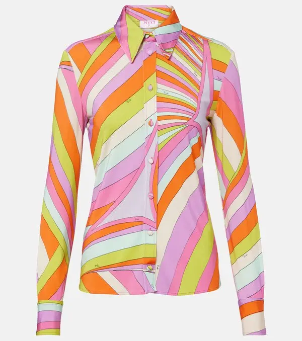 Emilio Pucci Iridescent Satin Jersey Shirt - Multicoloured