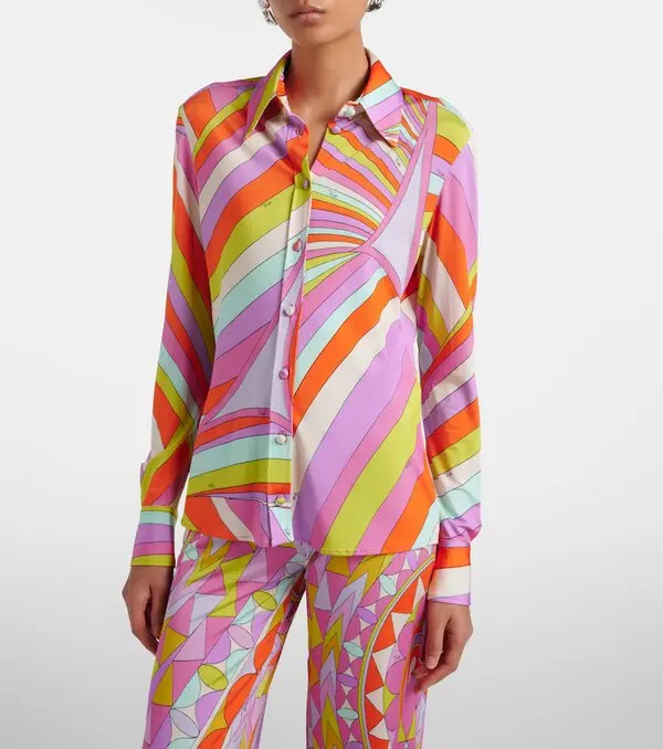 Emilio Pucci Iridescent Satin Jersey Shirt - Multicoloured