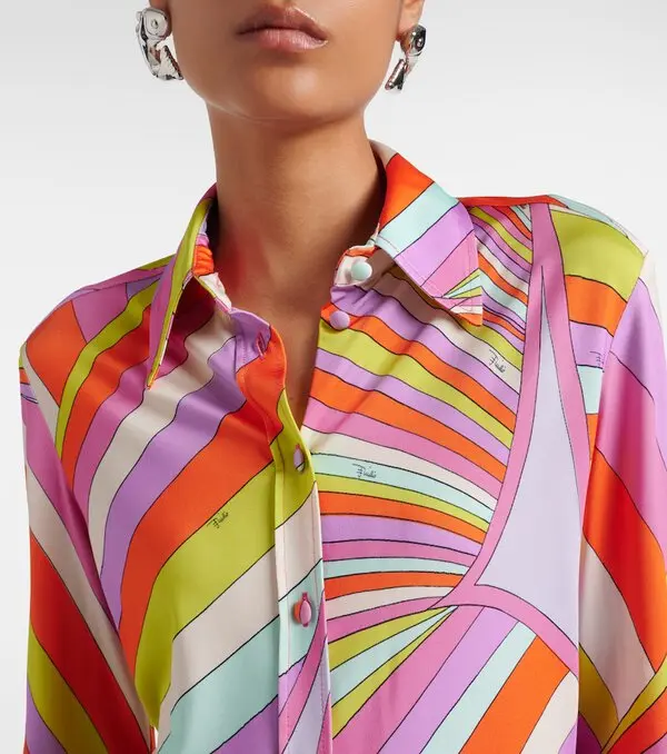 Emilio Pucci Iridescent Satin Jersey Shirt - Multicoloured