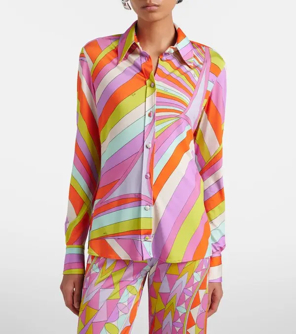 Emilio Pucci Iridescent Satin Jersey Shirt - Multicoloured
