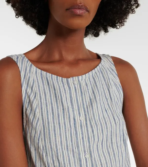 Polo Ralph Lauren Striped Linen Midi Dress - Blue