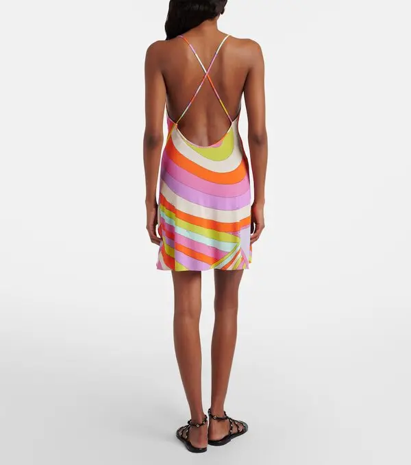 Emilio Pucci Draped Satin Jersey Minidress - Multicoloured