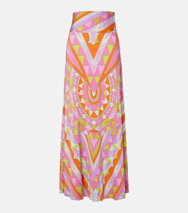Emilio Pucci Manuba Jersey Satin Maxi Skirt - Multicoloured