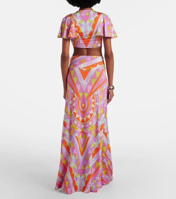 Emilio Pucci Manuba Jersey Satin Maxi Skirt