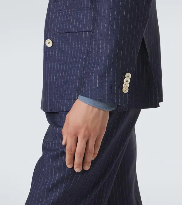 Dunhill Pinstripe Double-breasted Linen Blazer