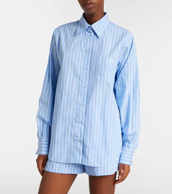 Hunza G Striped Cotton Shirt - Blue