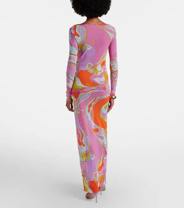 Emilio Pucci Orchidee Sheer Tulle Maxi Dress - Multicoloured