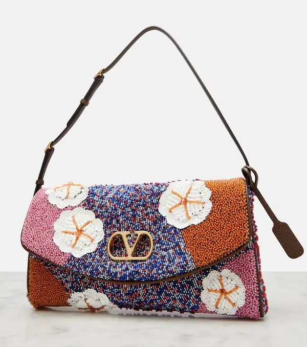 Valentino Garavani Devain Small Floral Embellished Shoulder Bag
