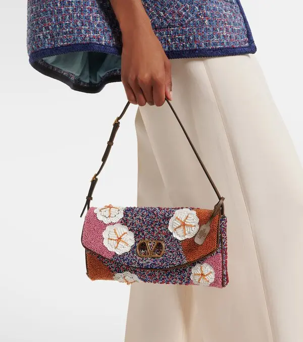 Valentino Garavani Devain Small Floral Embellished Shoulder Bag