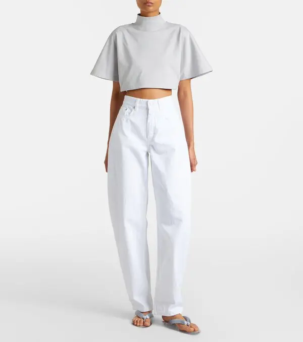 Alaïa Cropped Cotton Jersey T-shirt