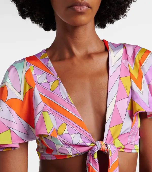 Emilio Pucci Angoli Jersey Satin Crop Top - Multicoloured