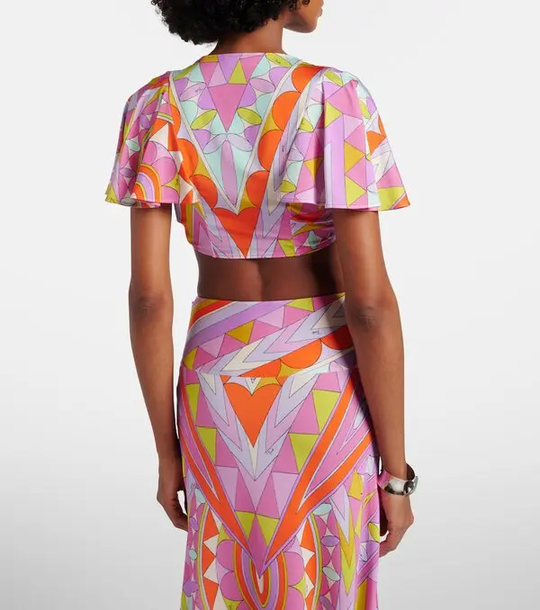 Emilio Pucci Angoli Jersey Satin Crop Top - Multicoloured