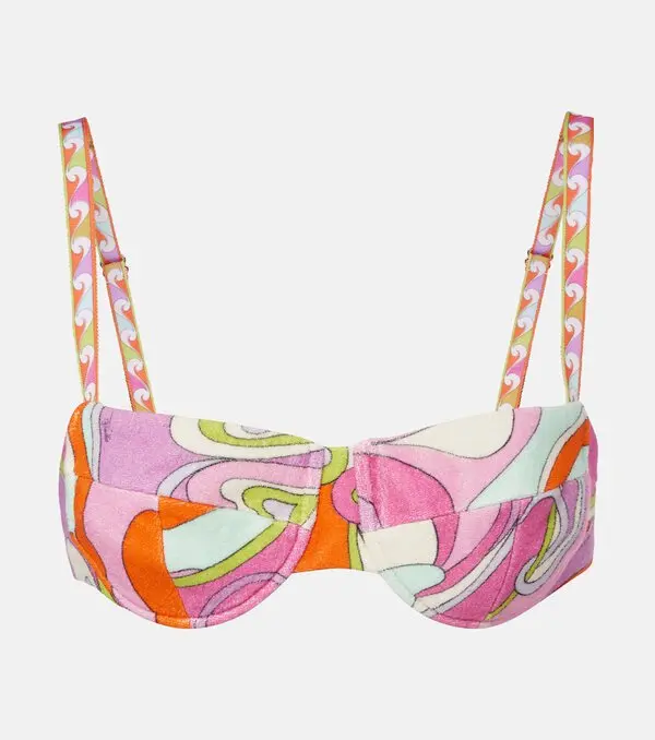 Emilio Pucci Orchidee Cotton Terry Bikini Top - Multicoloured