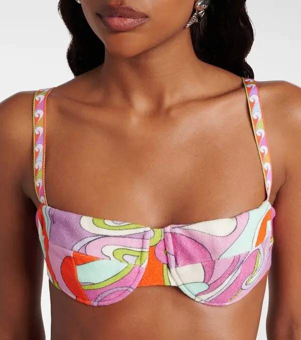 Emilio Pucci Orchidee Cotton Terry Bikini Top