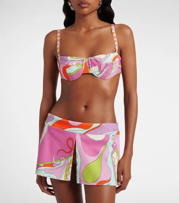 Emilio Pucci Orchidee Cotton-blend Terry Skort - Multicoloured