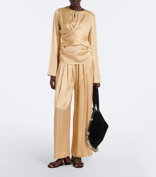 Isabel Marant Étoile Nolia Satin Wide-leg Pants - Gold