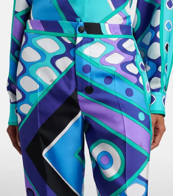 Emilio Pucci Silk Wide-leg Pants - Blue