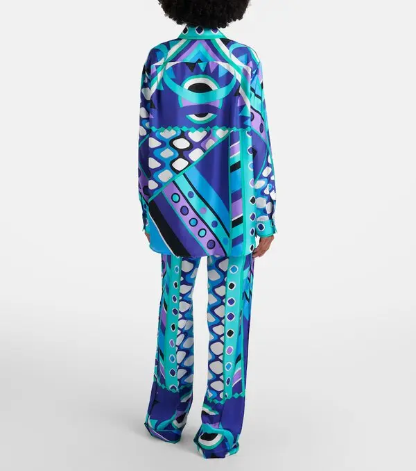 Emilio Pucci Silk Wide-leg Pants - Blue