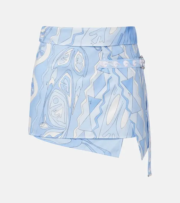 Emilio Pucci Printed Cotton Wrap Skirt - Blue