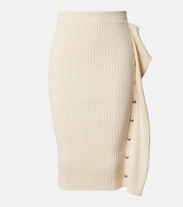 Stella McCartney Ribbed-knit Cotton Midi Skirt - Beige