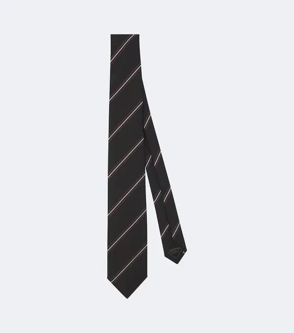 Brioni Striped Silk Jacquard Tie - Brown