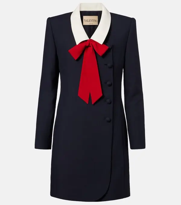 Valentino Garavani Crepe Couture Tie-neck Minidress - Blue