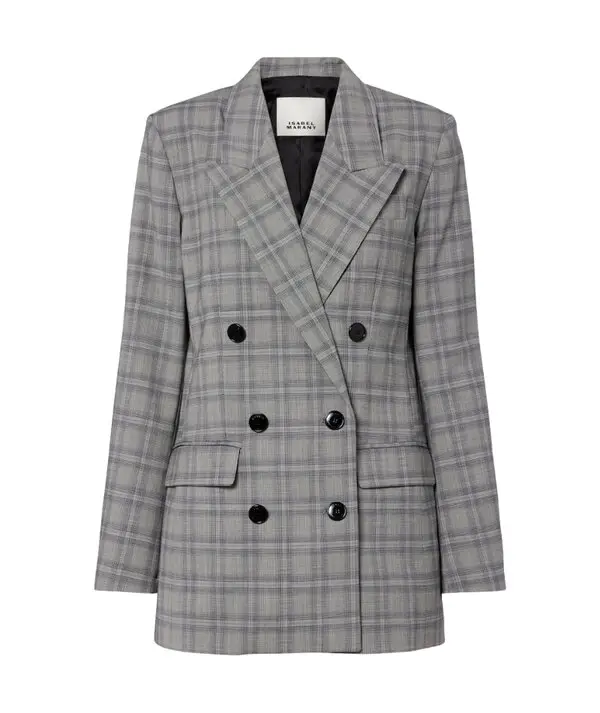 Isabel Marant Étoile Jevima Prince Of Wales Check Wool-blend Blazer - Grey