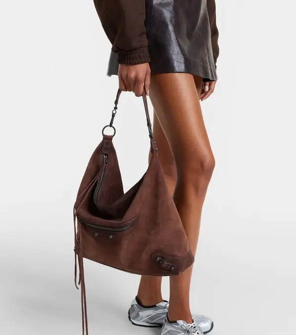 Balenciaga Le City Medium Suede Tote Bag - Brown