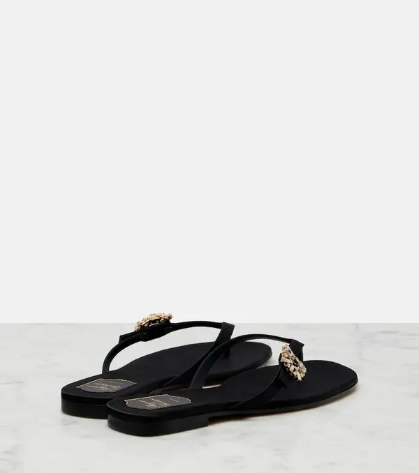 ROGER VIVIER Embellished Satin Thong Sandals
