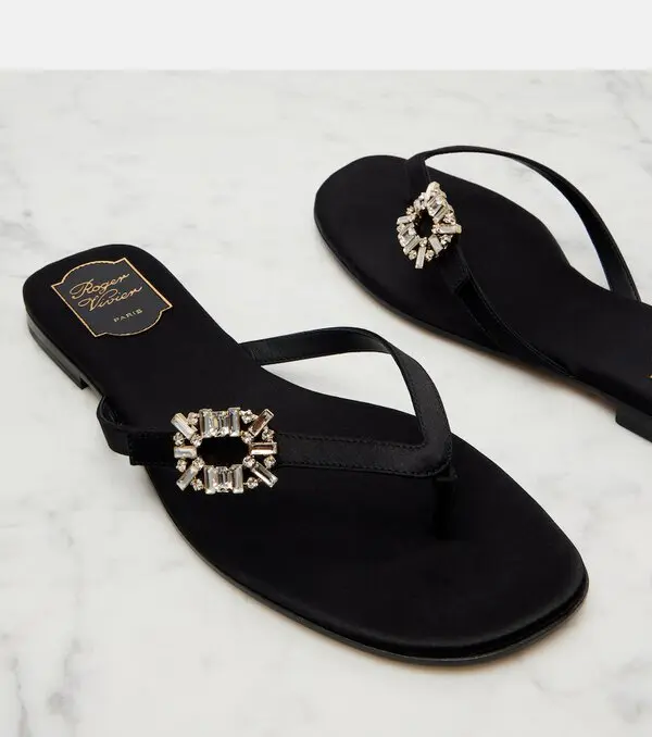 ROGER VIVIER Embellished Satin Thong Sandals