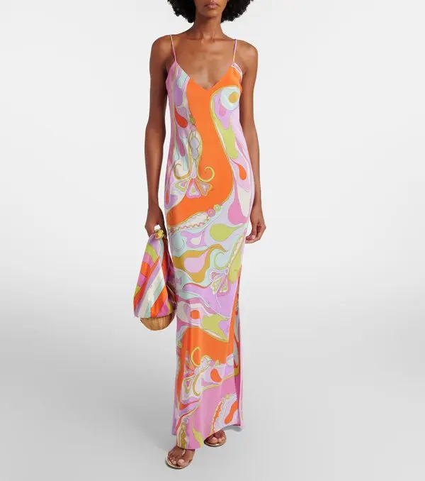 Emilio Pucci Orchidee Silk Twill Maxi Dress - Multicoloured