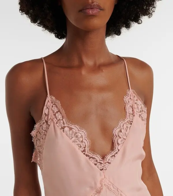 Stella McCartney Lace-trimmed Silk Midi Dress