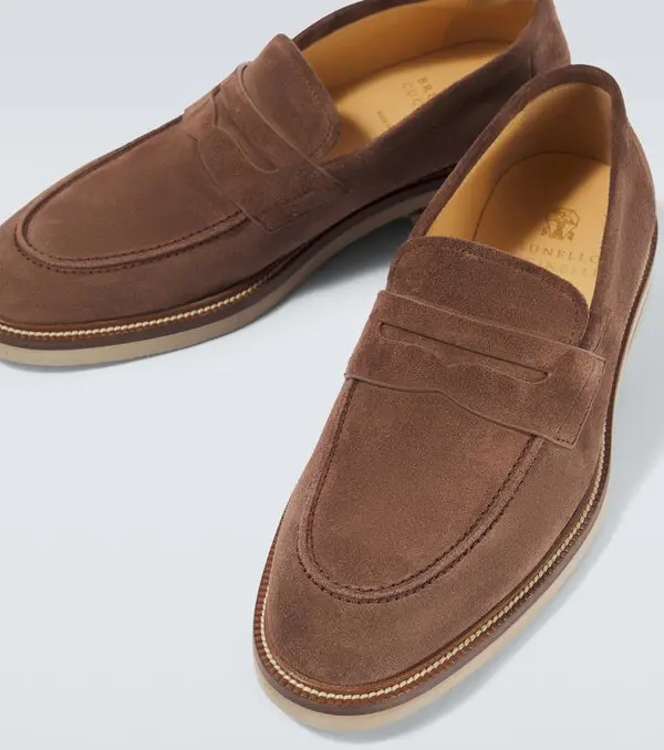 Brunello Cucinelli Suede Penny Loafers