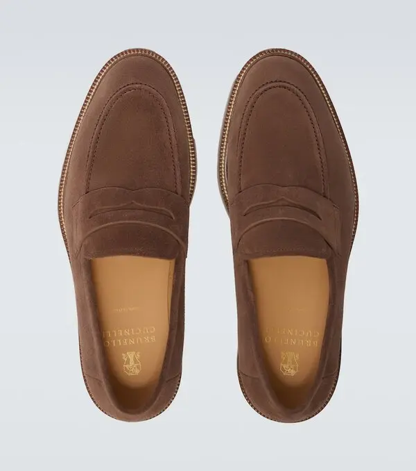 Brunello Cucinelli Suede Penny Loafers