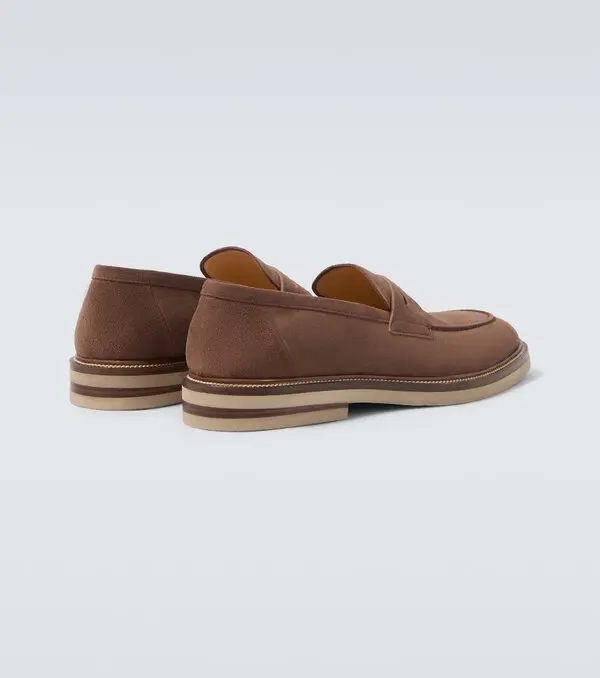Brunello Cucinelli Suede Penny Loafers