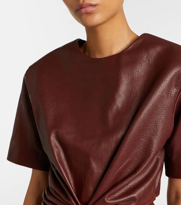 Magda Butrym Cropped Leather Top With Rose Detail