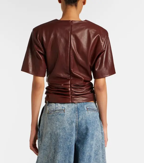 Magda Butrym Cropped Leather Top With Rose Detail