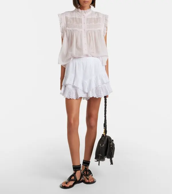 MARANT ETOILE Jocadia Broderie Anglaise Cotton Shorts - White