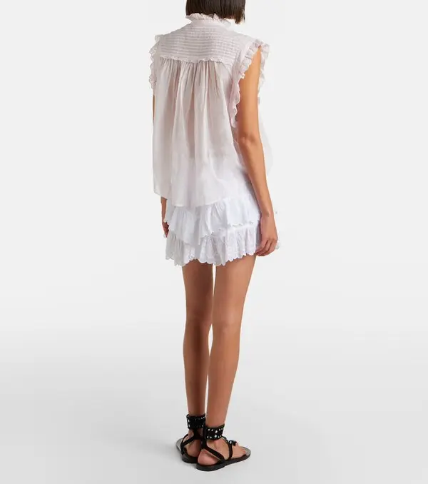 MARANT ETOILE Jocadia Broderie Anglaise Cotton Shorts - White