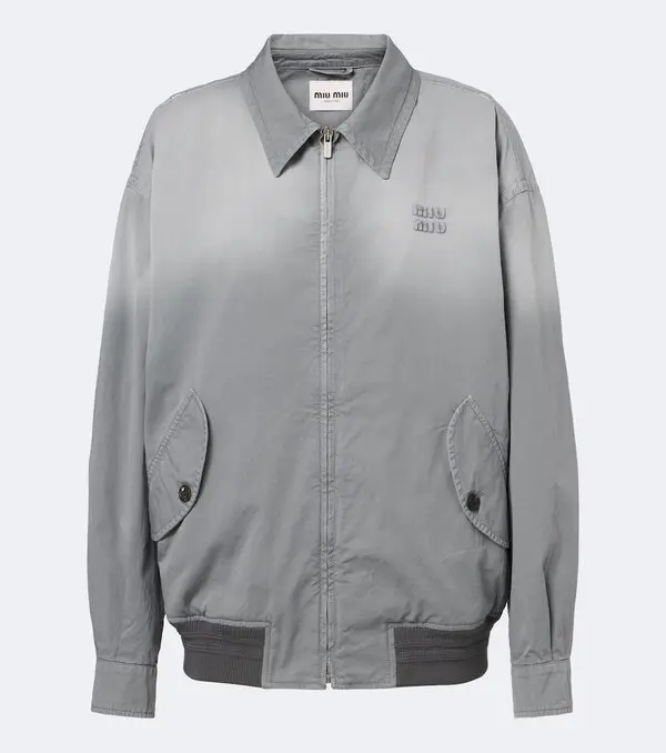 Miu Miu Cotton Twill Blouson Jacket - Grey