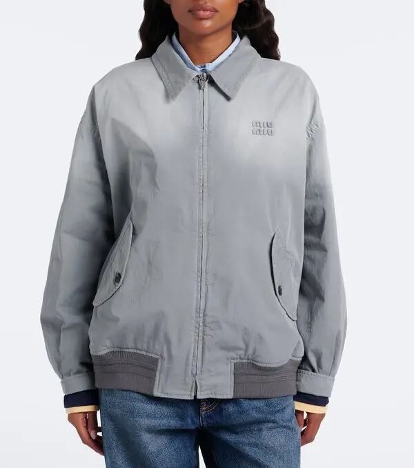 Miu Miu Cotton Twill Blouson Jacket - Grey