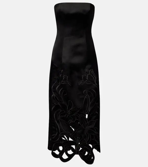 LEO LIN Rayna Floral-appliqué Bustier Gown