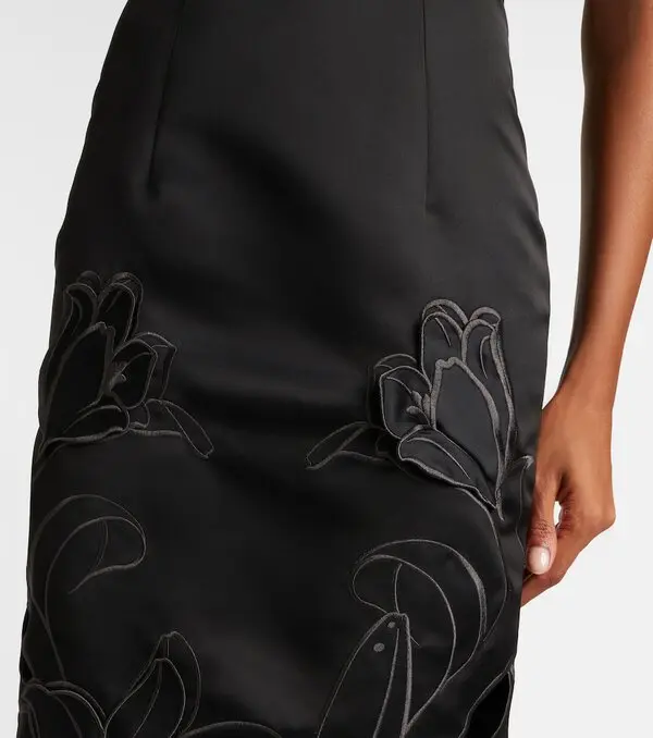 LEO LIN Rayna Floral-appliqué Bustier Gown