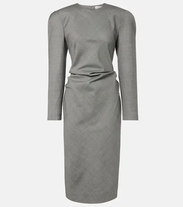 Magda Butrym Wool Tie-detail Midi Dress - Grey