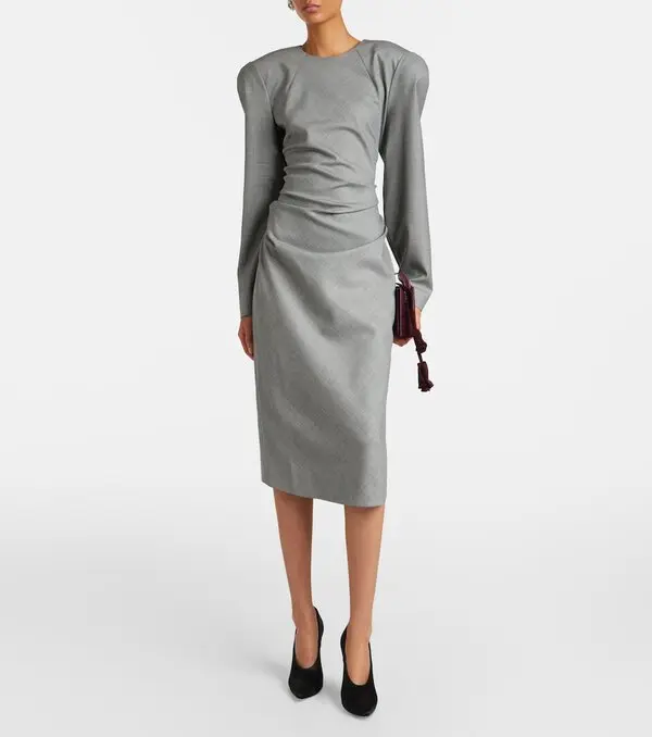 Magda Butrym Wool Midi Dress With Tie Detail