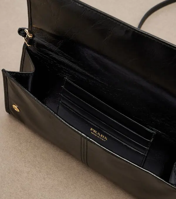 Prada Logo Leather Pouch With Strap