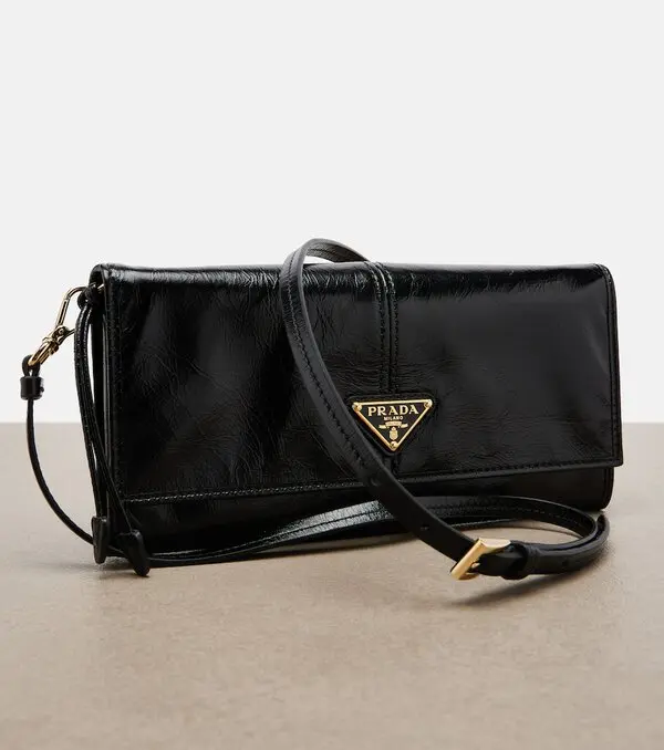 Prada Logo Leather Pouch With Strap
