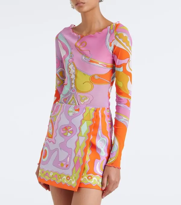 Emilio Pucci Orchidee Sheer Tulle Top - Multicoloured