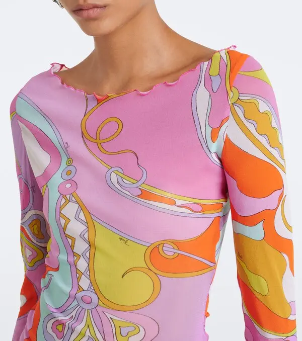 Emilio Pucci Orchidee Sheer Tulle Top - Multicoloured