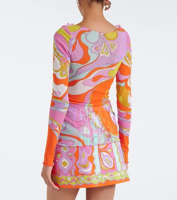Emilio Pucci Orchidee Sheer Tulle Top - Multicoloured